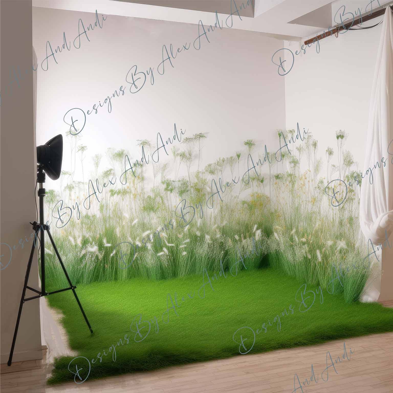 Grassy Studio Backdrop Grasswall Backdrop Background Digital Photo ...