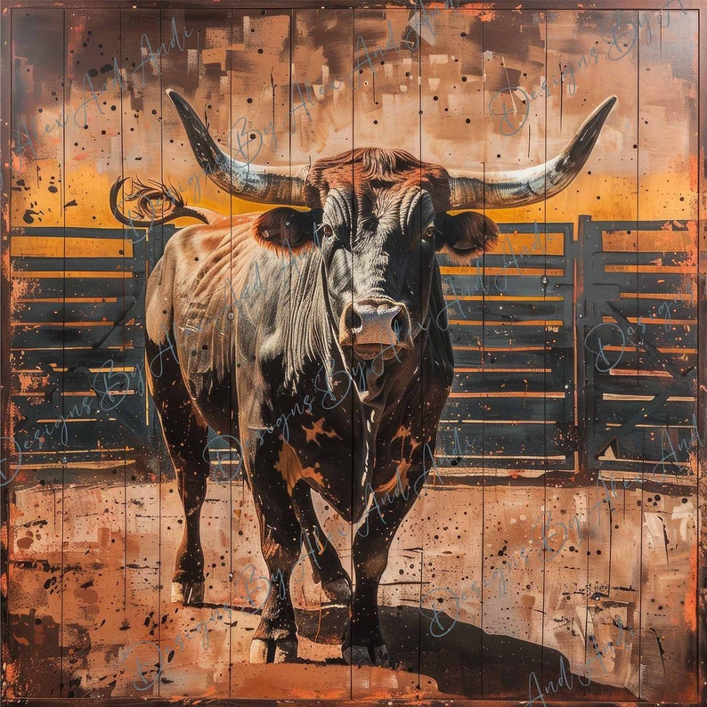 Rodeo Bull Digital Backdrop Overlay Wedding Background Sweet 16 Event ...