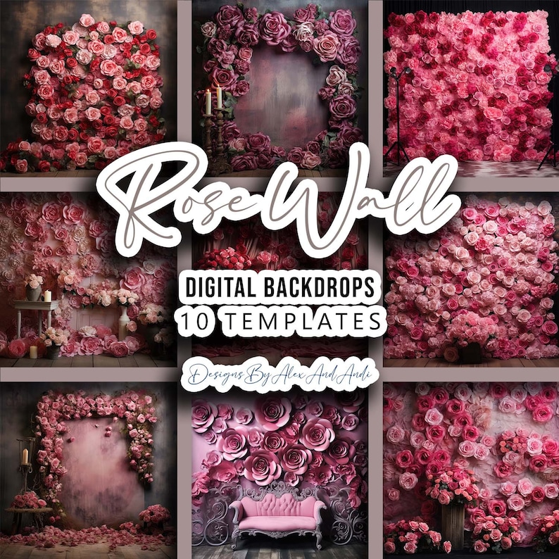 Rose Wall Backdrop Background Digital Birthday Child Photo Shoot ...