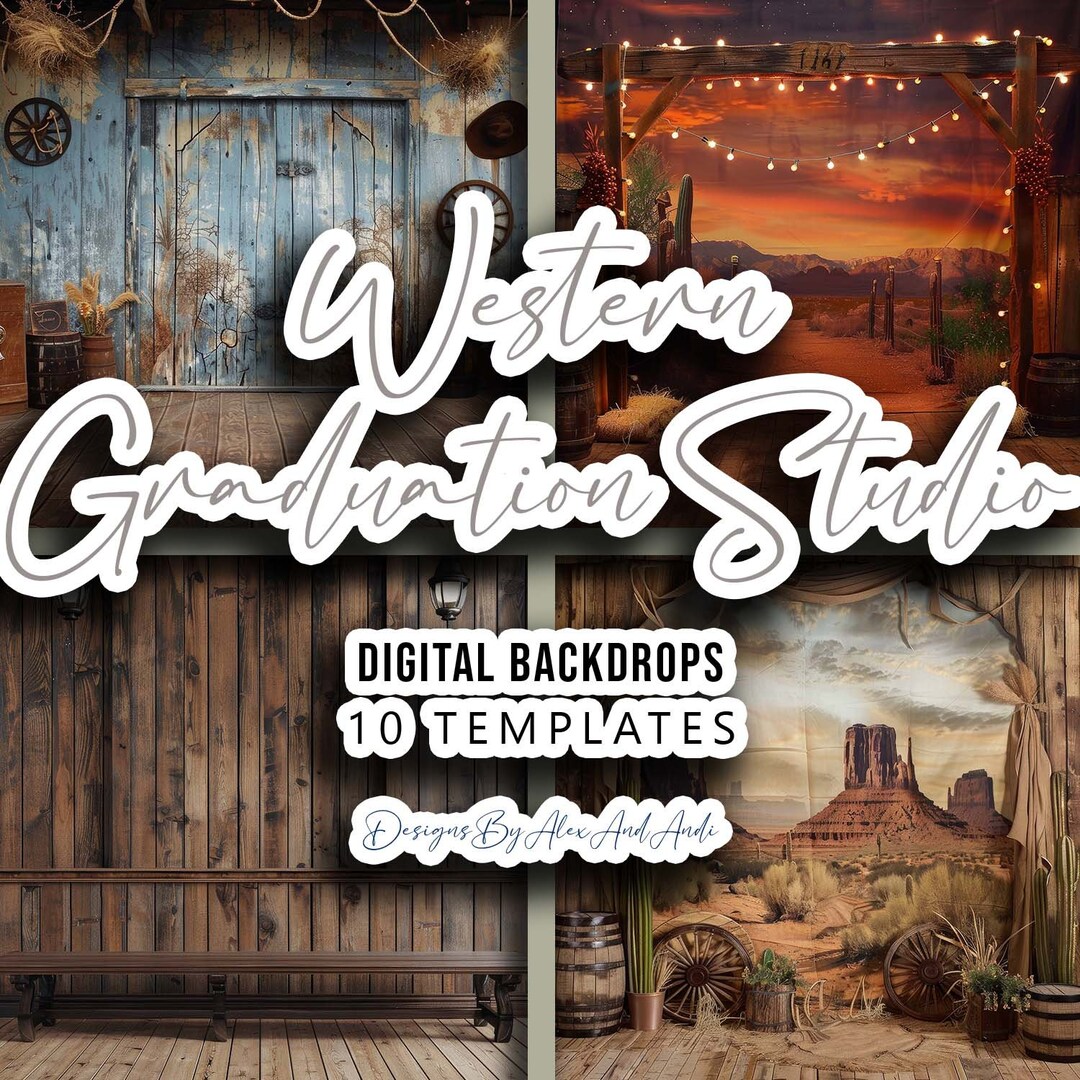 Western Graduation Studio Picture Celebration Digital Backdrop School ...