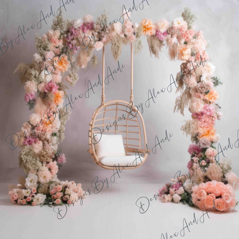 Floral Swing Backdrop Background Digital Photo Shoot Studio Birthday ...