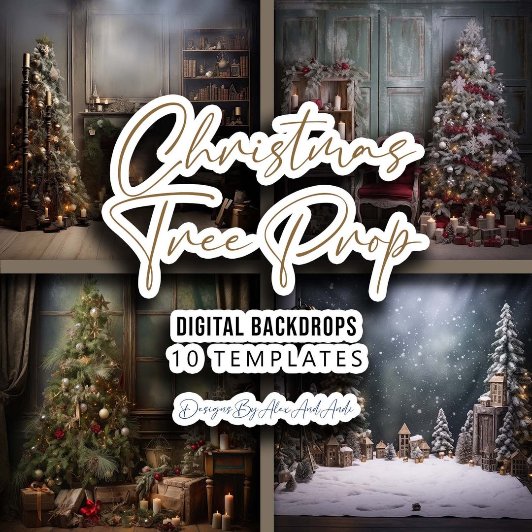 Christmas Tree Prop Digital Backdrop Overlay Background Birthday Home ...