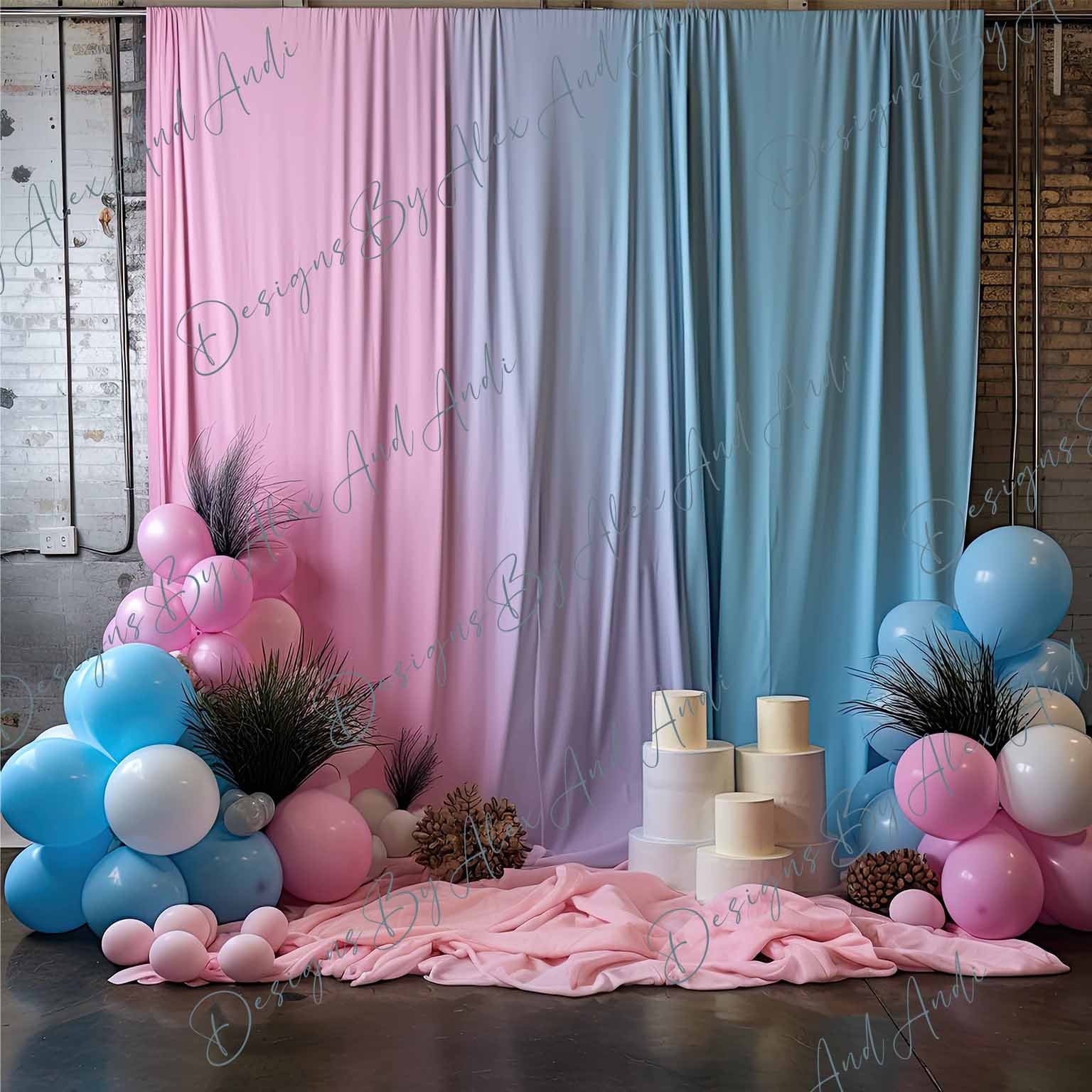 Gender Reveal Girl Digital Backdrop Overlay Wedding Sweet 16 Background ...