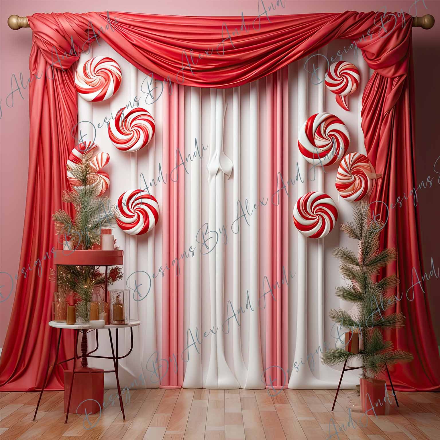Candy Cane Studio Digital Backdrop Overlay Background Birthday Home ...