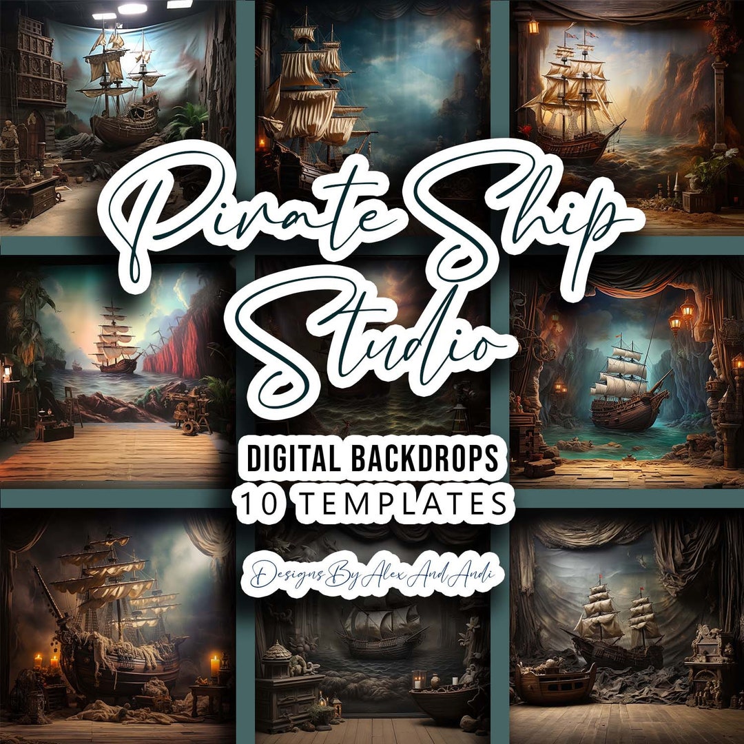 Pirate Ship Studio Backdrop Background Digital Birthday Child Photo ...