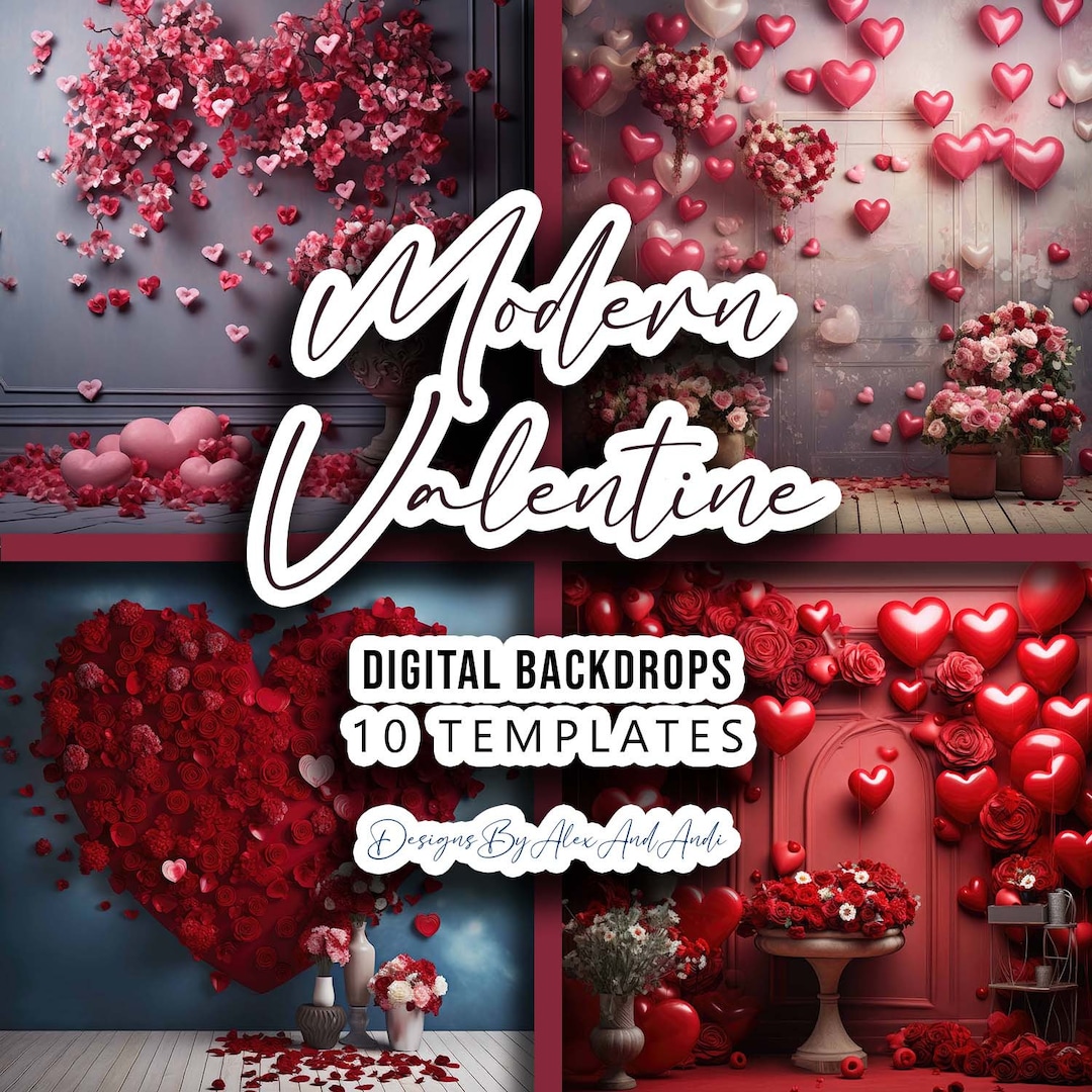 Modern Valentine Digital Backdrop Valentin Backdrop Overlay Background ...