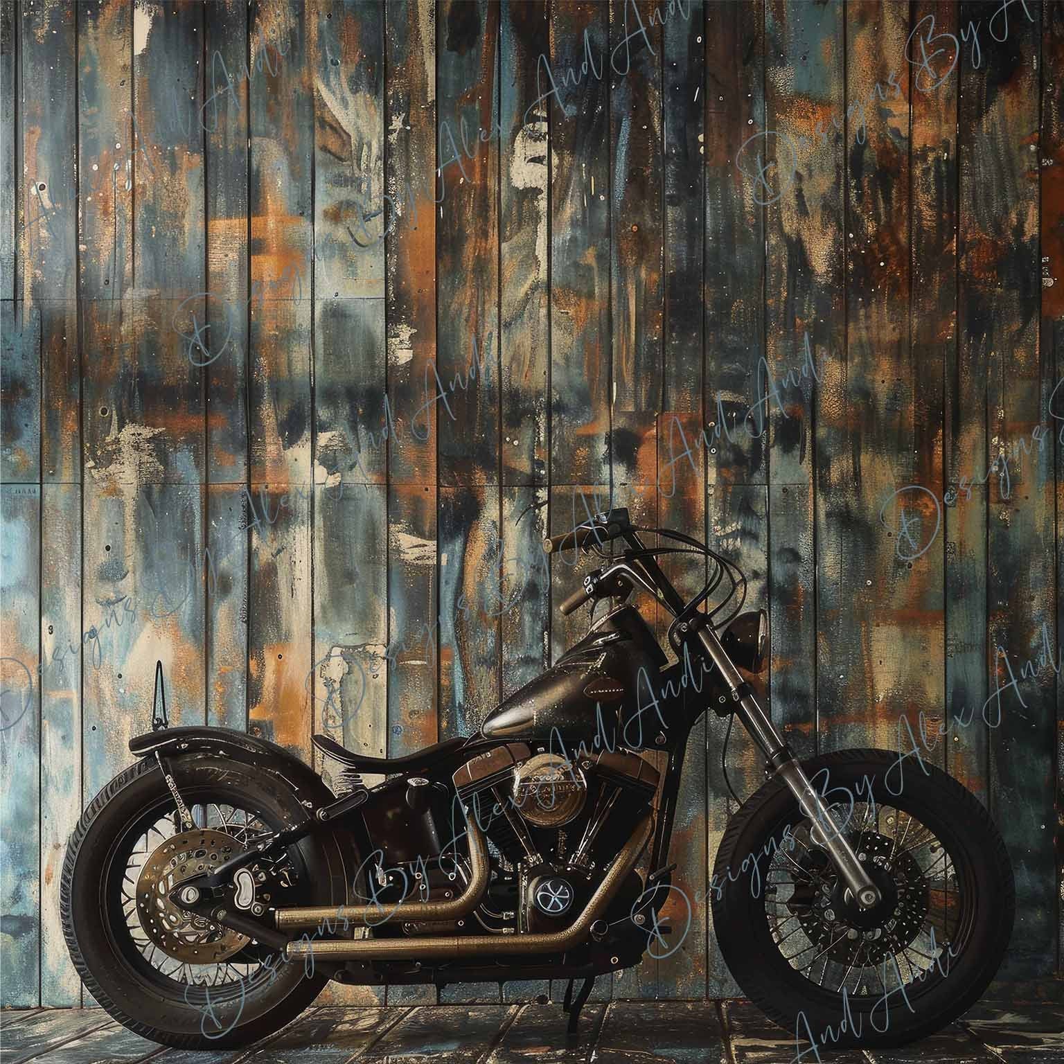 Rustic Motorcycle Digital Overlay Backdrop Background Party Wedding ...