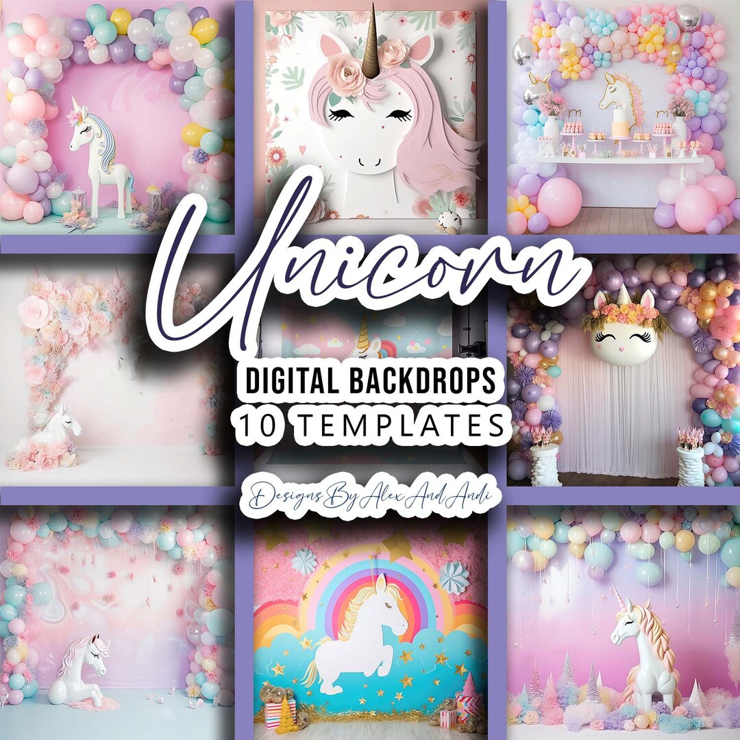 Unicorn Backdrop Background Digital Photo Shoot Studio Birthday Unicorn ...