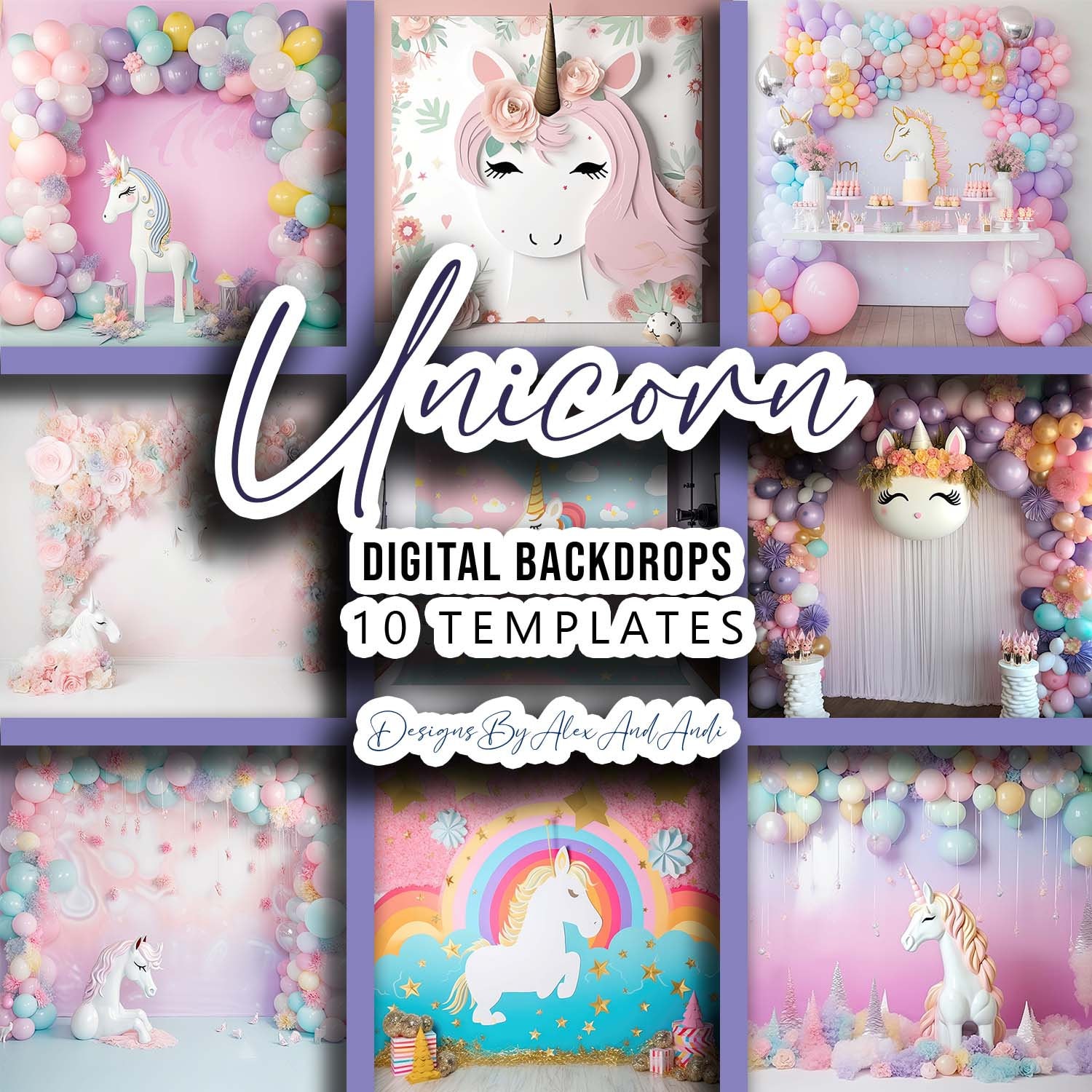 Unicorn Backdrop Background Digital Photo Shoot Studio Birthday Unicorn ...