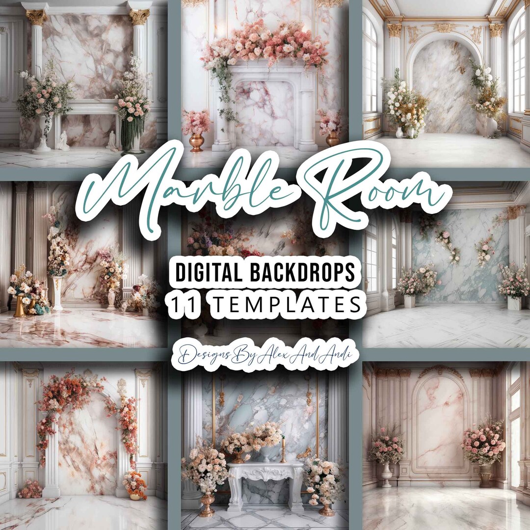 Marble Floral Room Backdrop Background Wedding Digital Photo Shoot ...