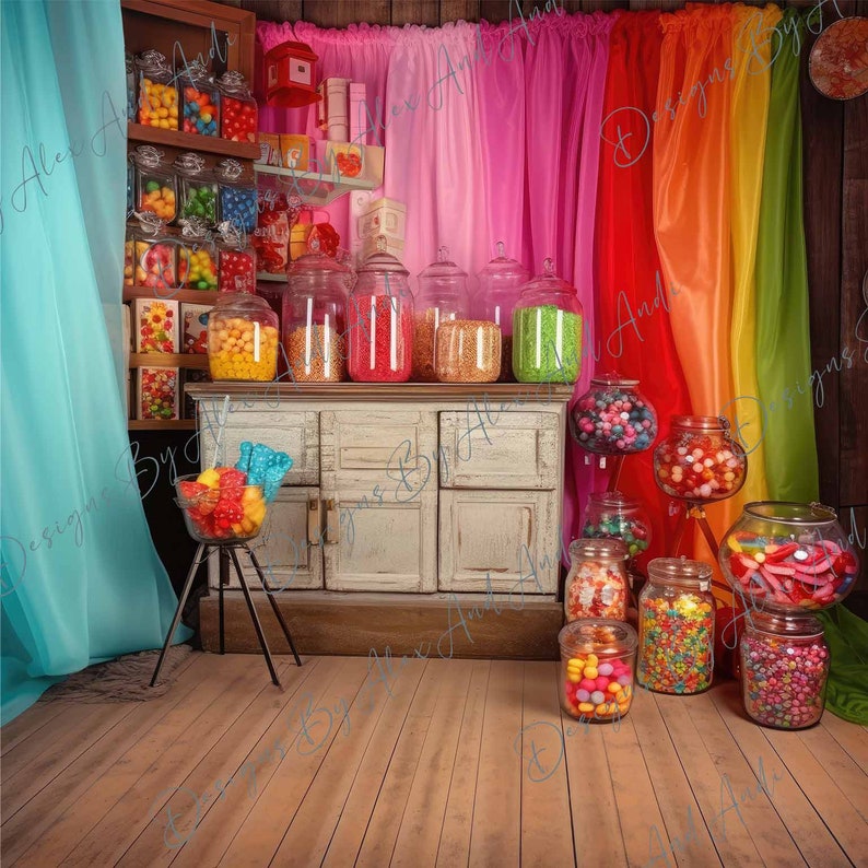 Candy Store Studio Backdrop Background Digital Photo Shoot Picture Prop ...