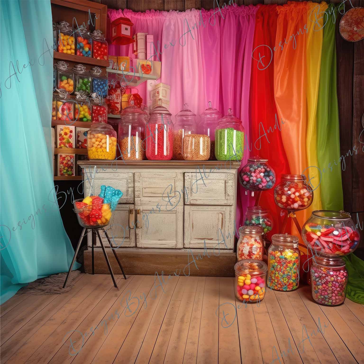 Candy Store Studio Backdrop Background Digital Photo Shoot Picture Prop ...