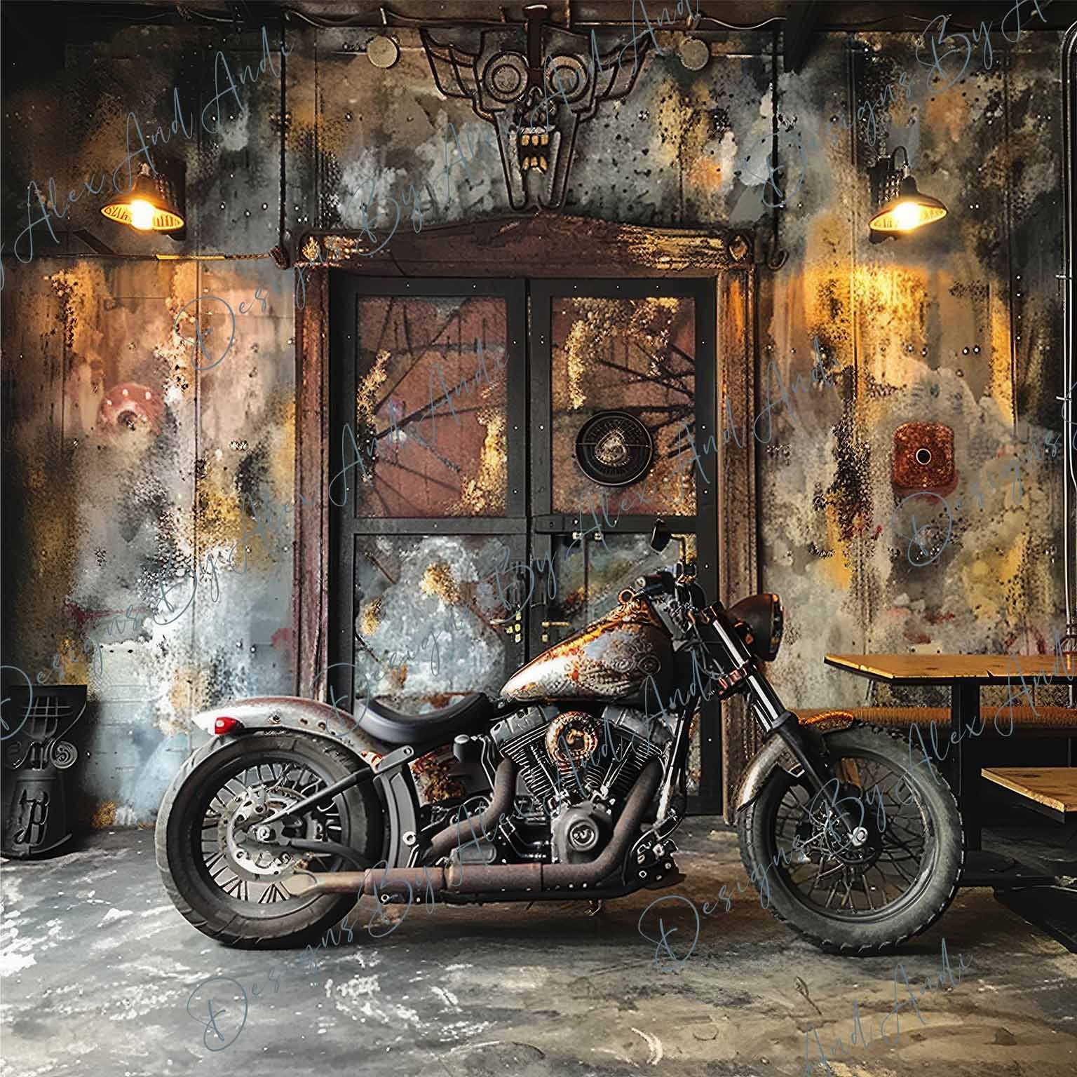 Motorcycle Digital Backdrop Overlay Wedding Background Event Photo ...