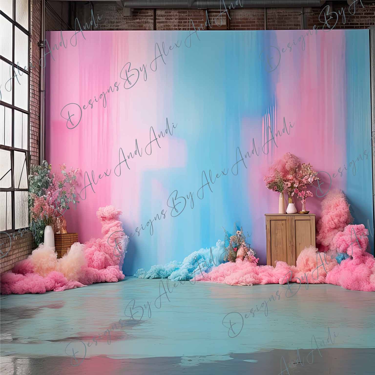 Gender Reveal Party Digital Backdrop Overlay Background Wedding ...