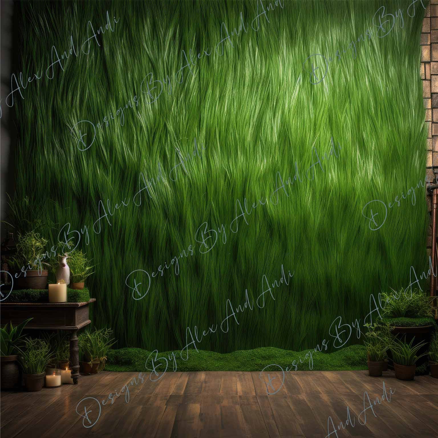 Green Grass Studio Digital Backdrop Overlay Wedding Sweet 16 Background ...