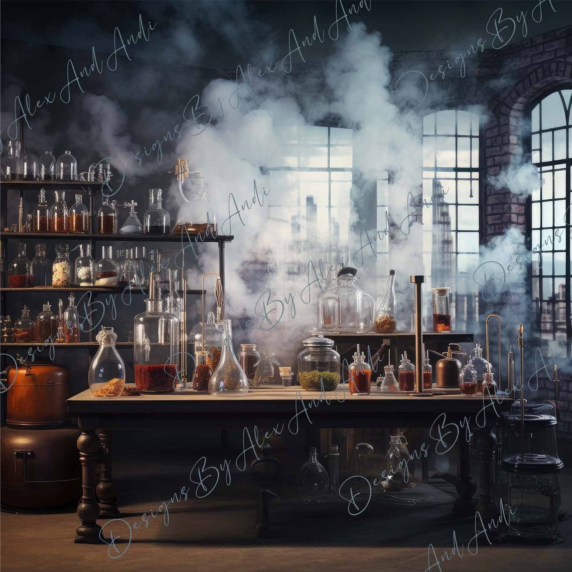 Mad Scientist Backdrop Background Digital Birthday Child Photo Shoot ...