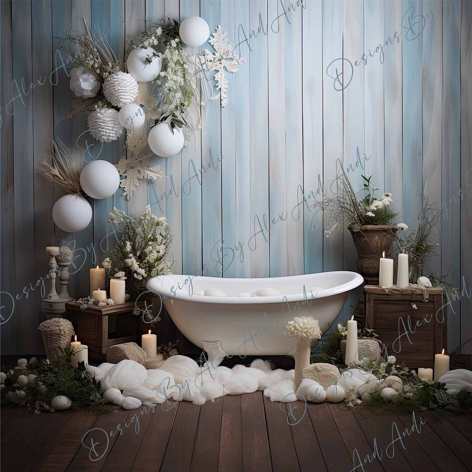 Baptism Tub Digital Backdrop Overlay Background Wedding Birthday Child ...