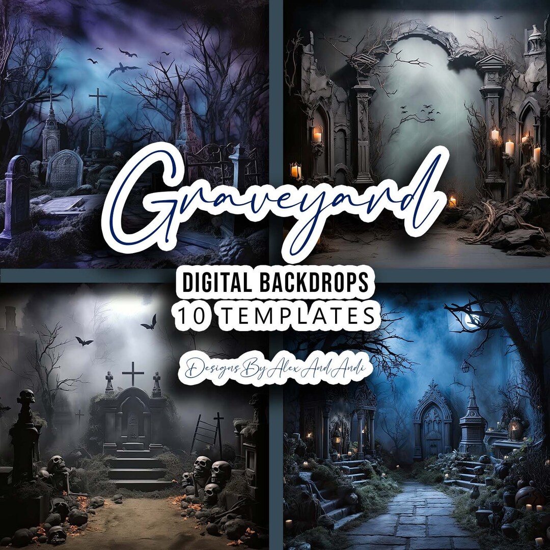 Graveyard Digital Backdrop Overlay Background Birthday Child Photo ...