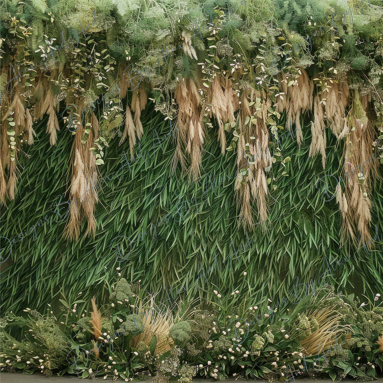 Celebrity Grass Garland Digital Backdrop Garland Background Ceremony ...