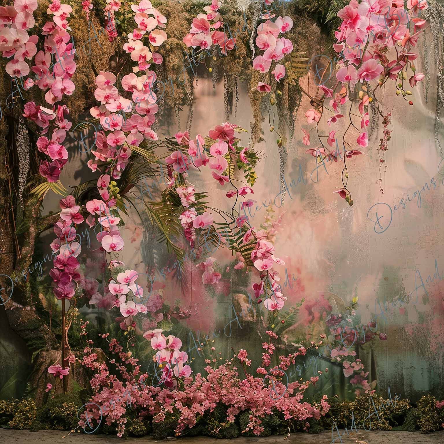 Orchid Tree Wedding Digital Background Backdrop Overlay Wedding Bridal ...