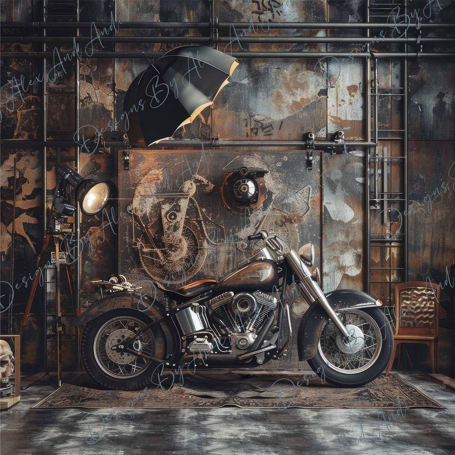 Motorcycle Studio Digital Background Backdrop Overlay Party Photo Shoot ...