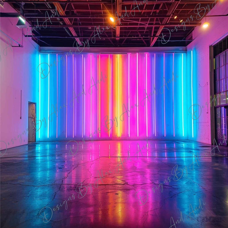 Neon Stage Digital Backdrop Party Back Ground Model Backdrop Booth ...