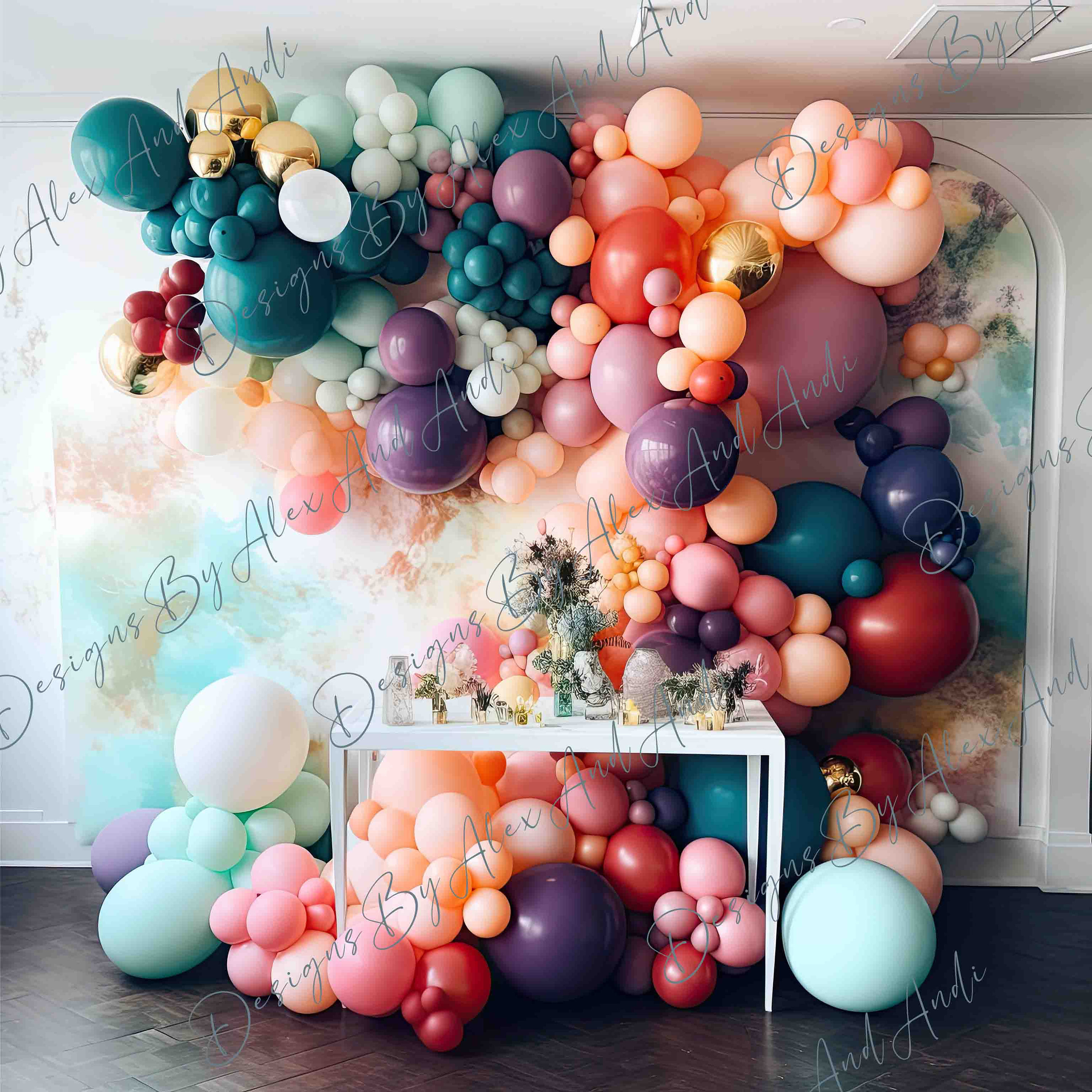 Balloon Rainbow Backdrop Background Digital Photo Shoot Studio Birthday ...
