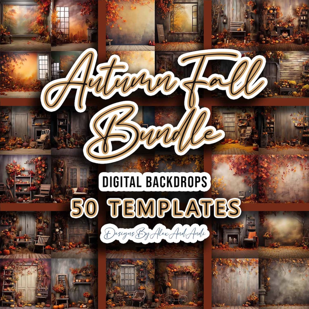 50 Autumn Fall Backdrop Overlay Background Set Digital Photo Shoot ...