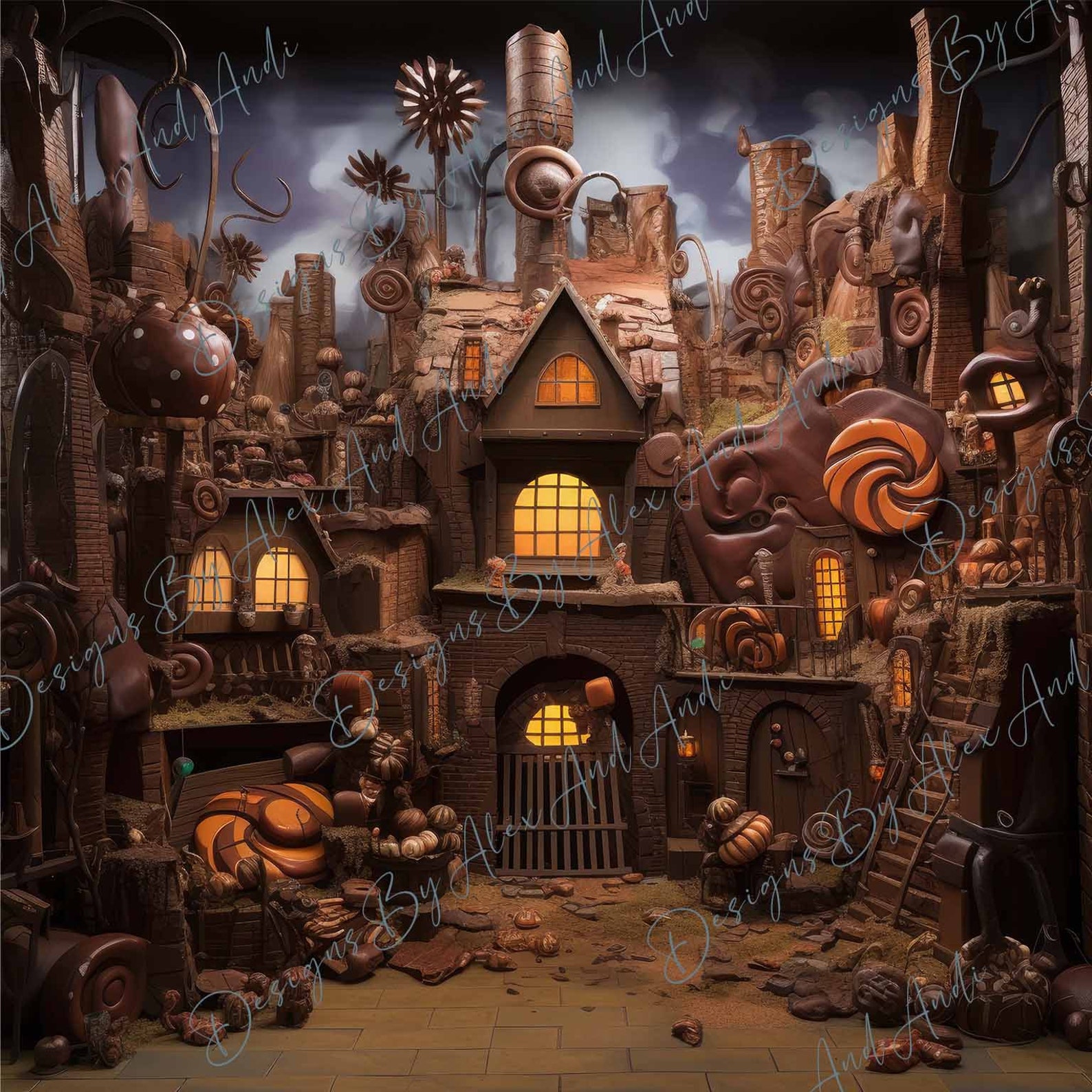 Chocolate Factory Backdrop Background Digital Birthday Child Photo ...