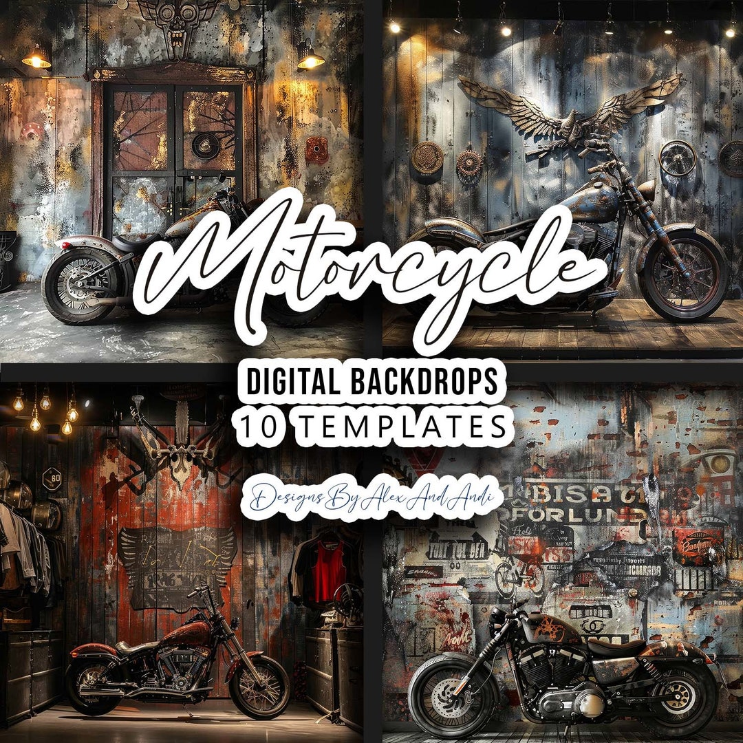 Motorcycle Digital Backdrop Overlay Wedding Background Event Photo ...