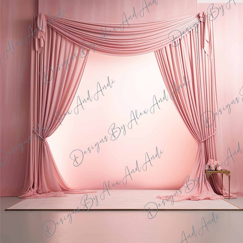 Light Pink Curtain Digital Backdrop Overlay Background Wedding Child ...