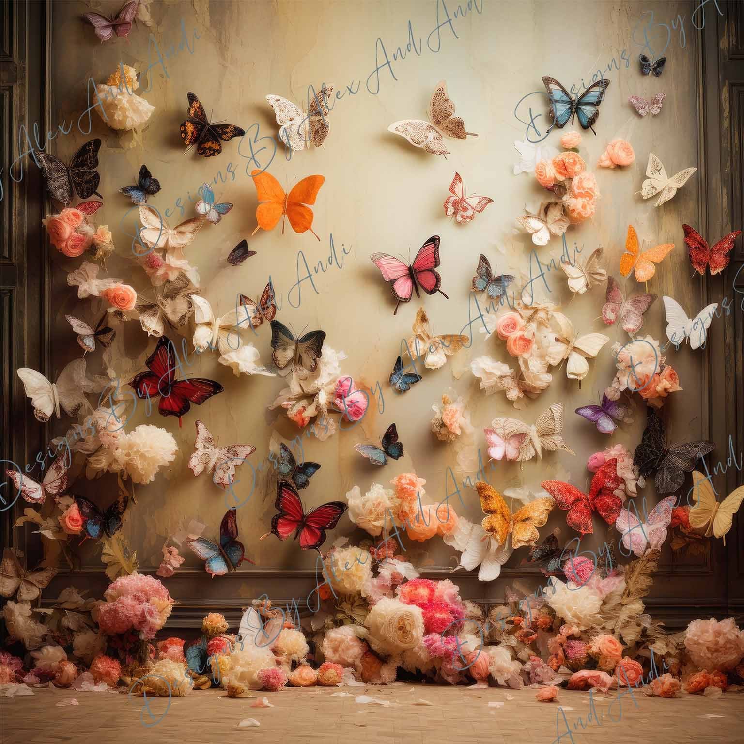 Colorful Butterfly Backdrop Background Digital Birthday Child Photo ...