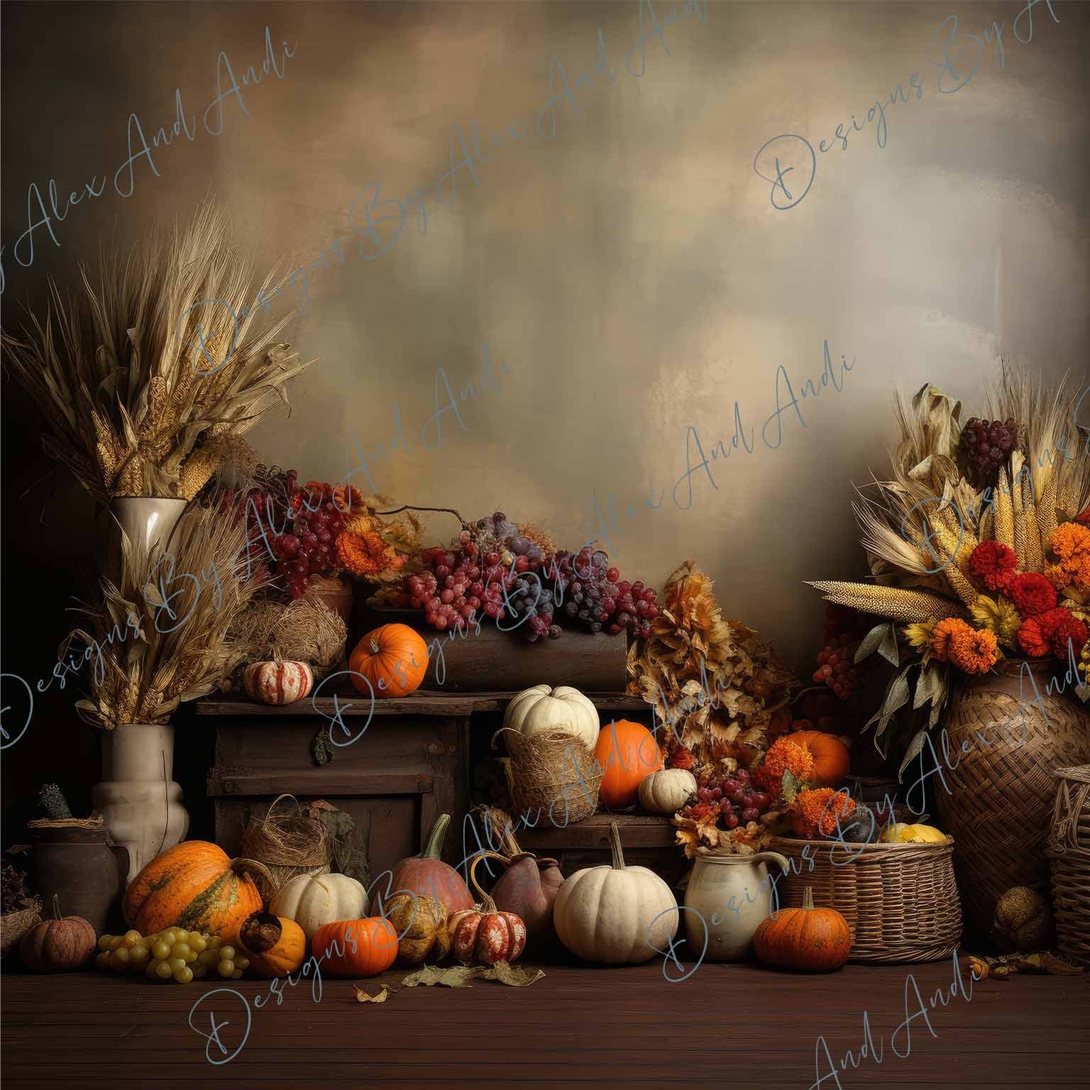 Thanksgiving Barn Digital Backdrop Overlay Background Photo Shoot ...