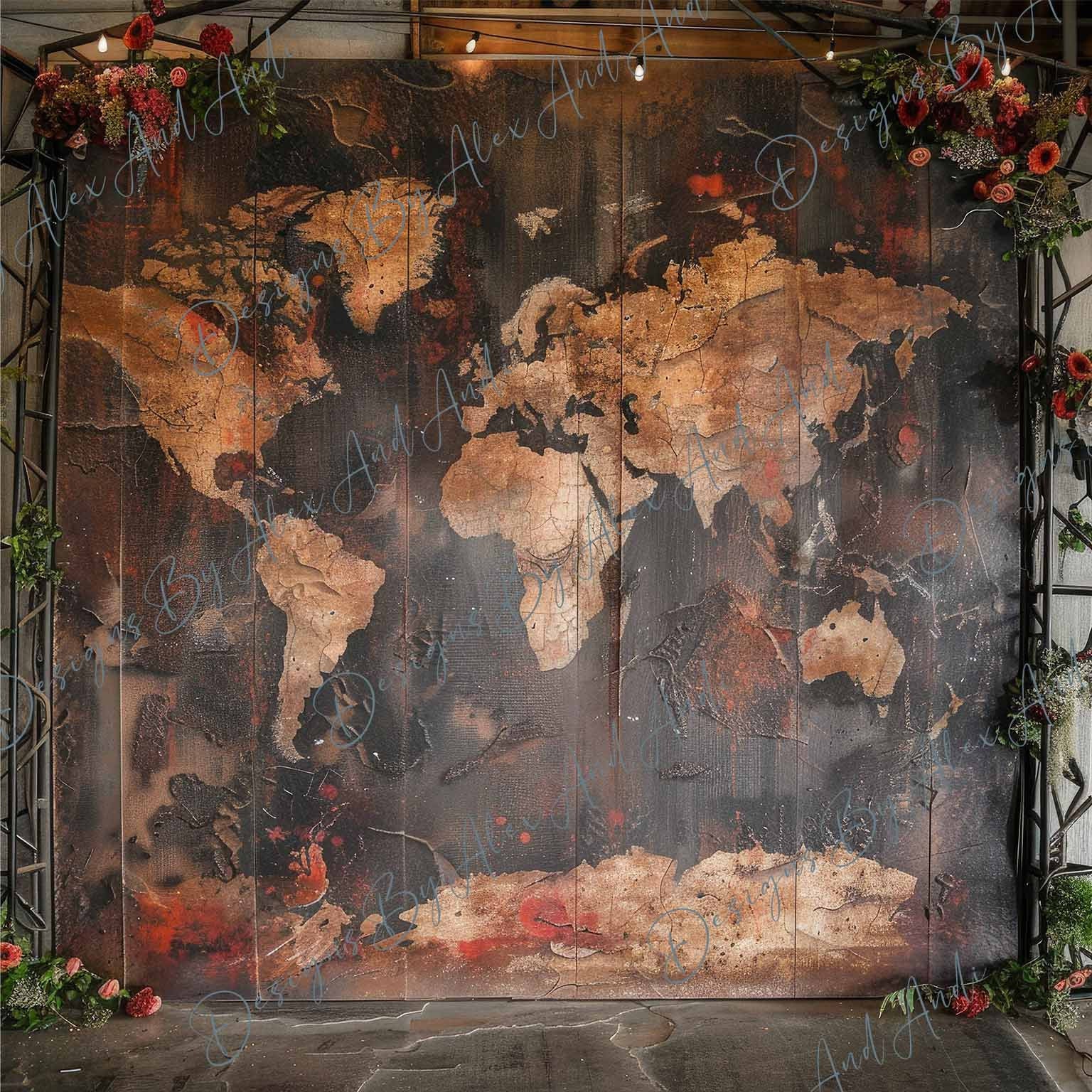 Urban World Map Wedding Digital Overlay Backdrop Background Party ...