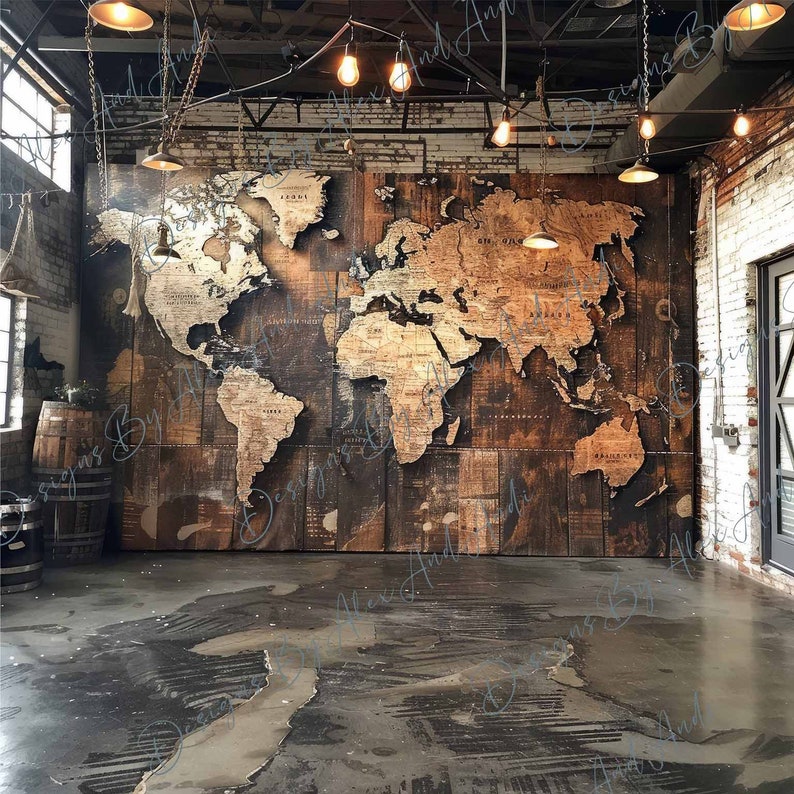 Urban World Map Wedding Digital Overlay Backdrop Background Party ...