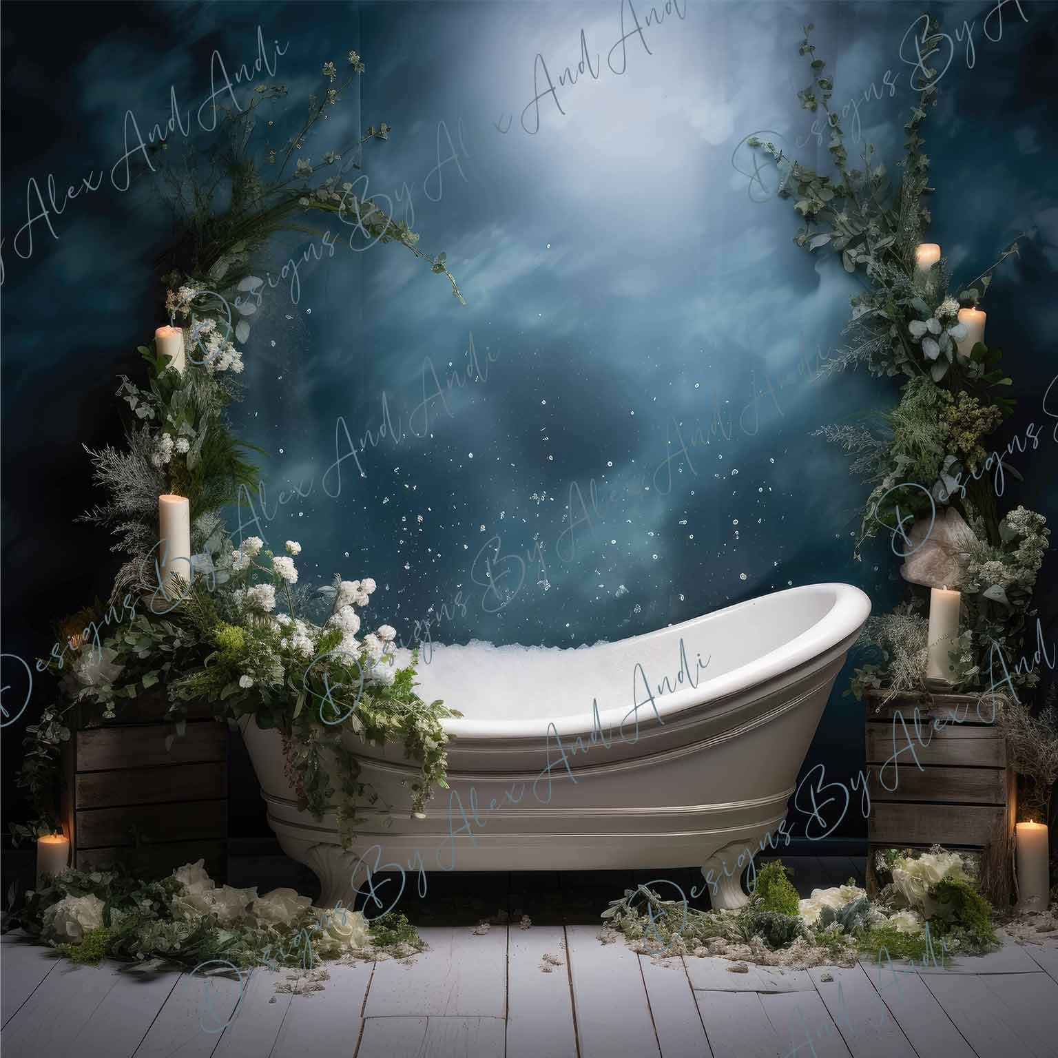 Baptism Tub Digital Backdrop Overlay Background Wedding Birthday Child ...