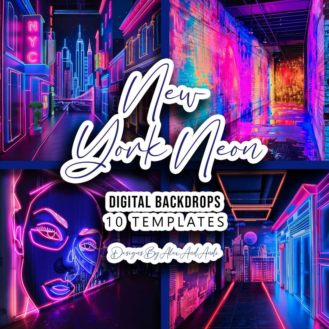 New York Neon Back Drop Urban Overlay City Party Photo Picture ...