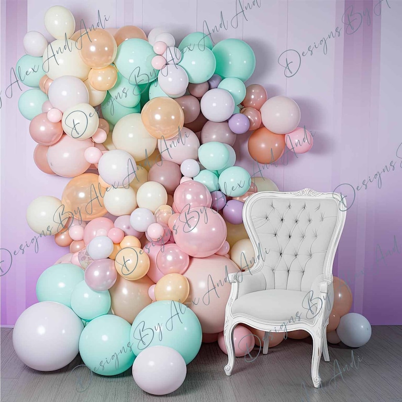 Pastel Balloon Backdrop Background Digital Photo Shoot Studio Picture ...