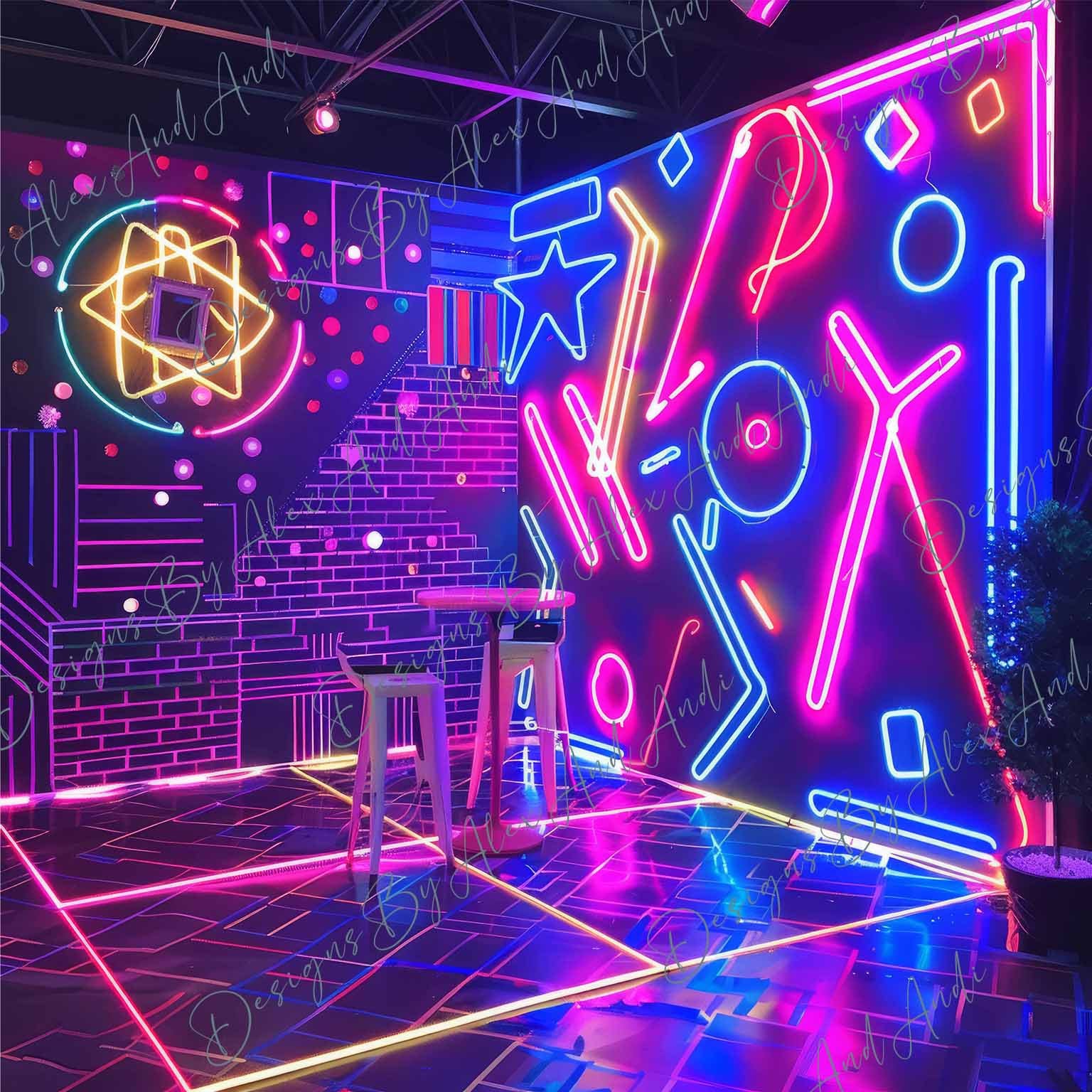 New York Neon Back Drop Urban Overlay City Party Photo Picture ...