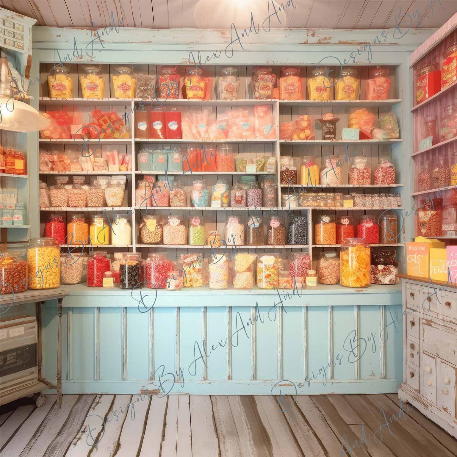 Candy Store Studio Backdrop Background Digital Photo Shoot Picture Prop ...