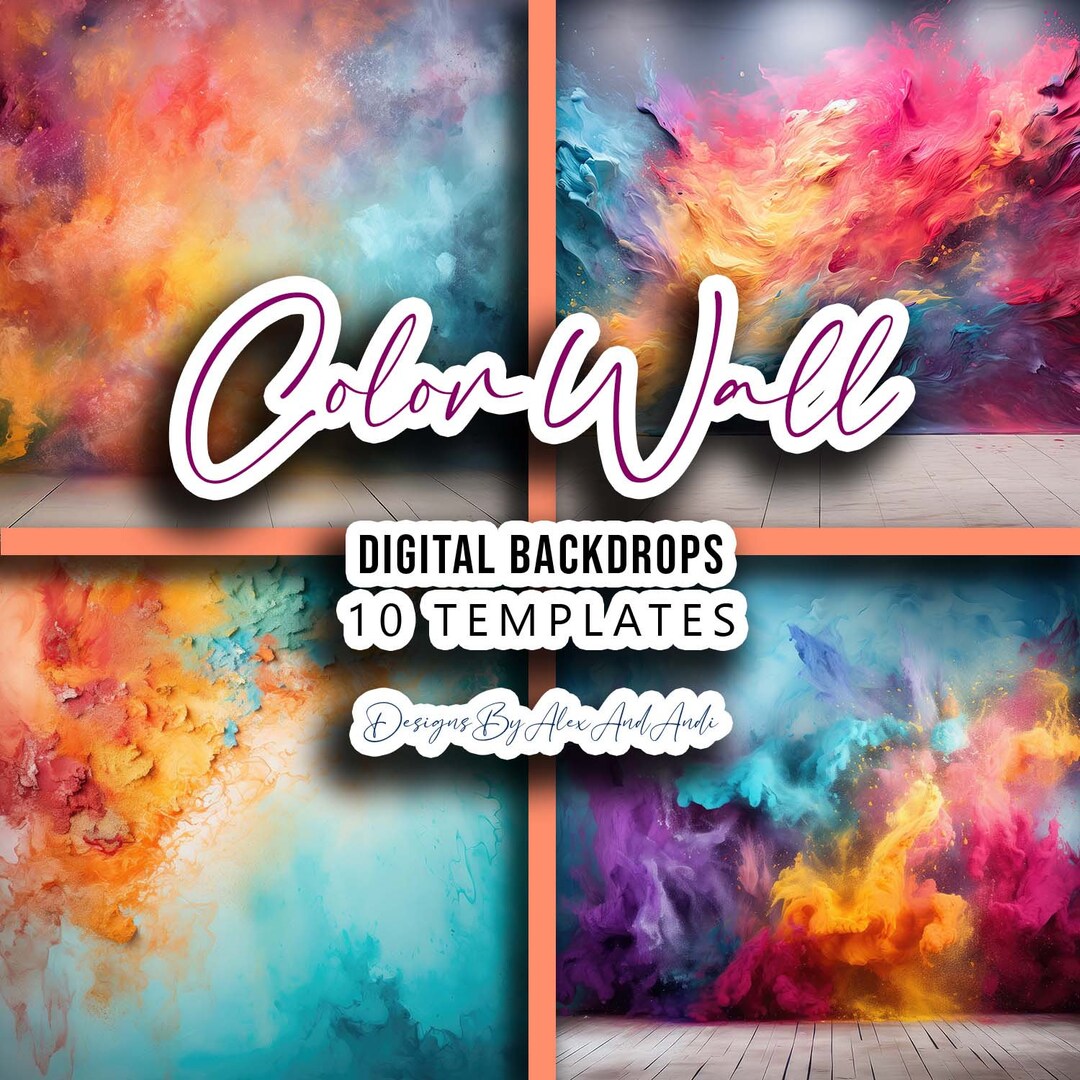 Color Wall Digital Backdrop Overlay Background Birthday Child Photo ...