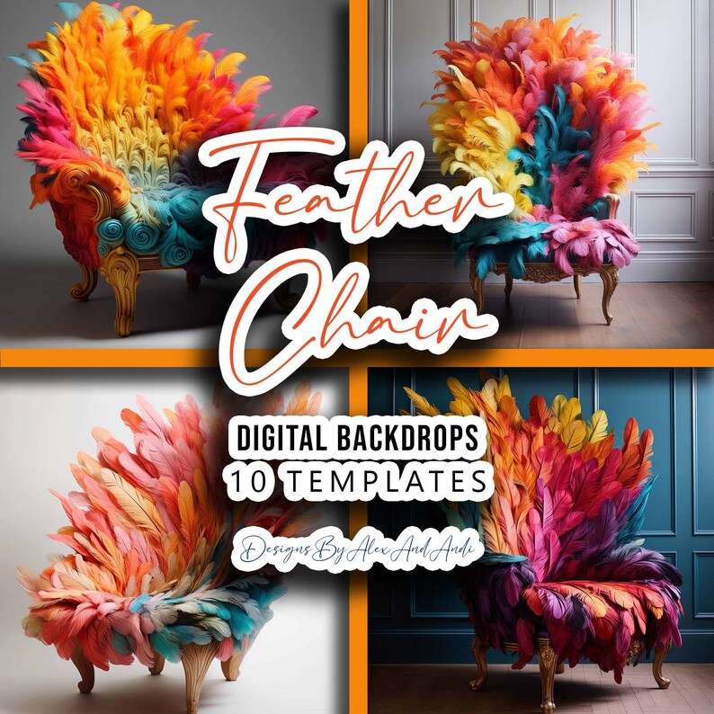 Feather Chair Digital Backdrop Overlay Background Wedding Event Photo ...