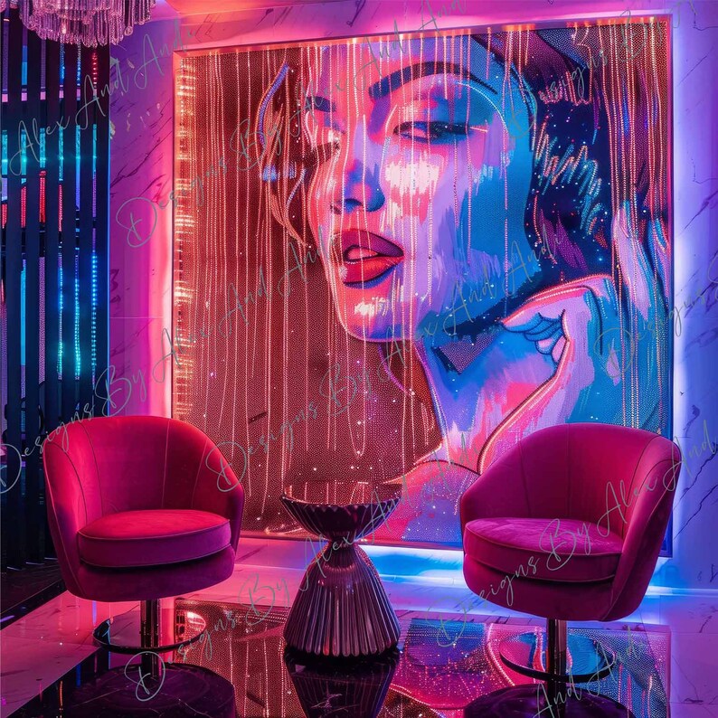 Disco Neon Digital Backdrop Groovy Overlay Dance Photo Shoot Picture ...