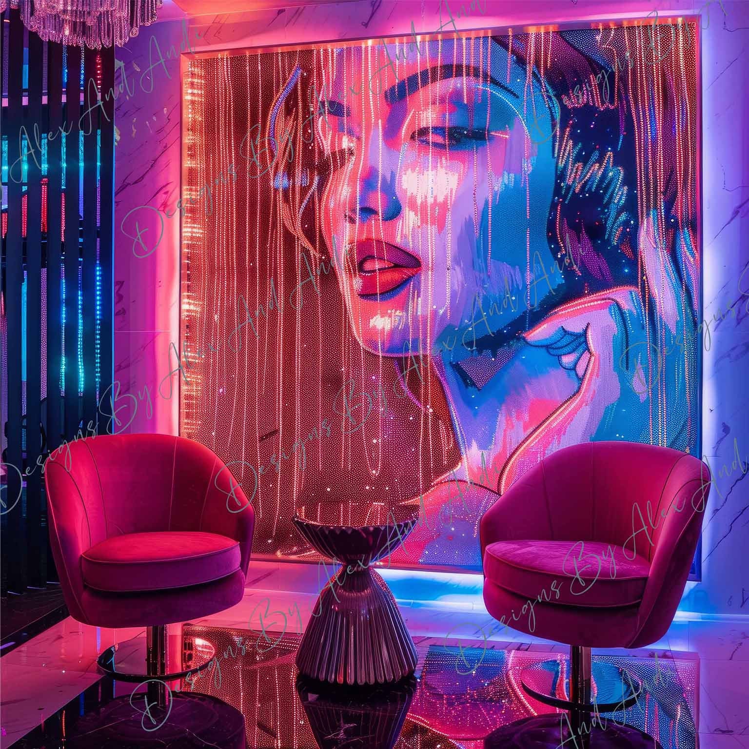 Disco Neon Digital Backdrop Groovy Overlay Dance Photo Shoot Picture ...