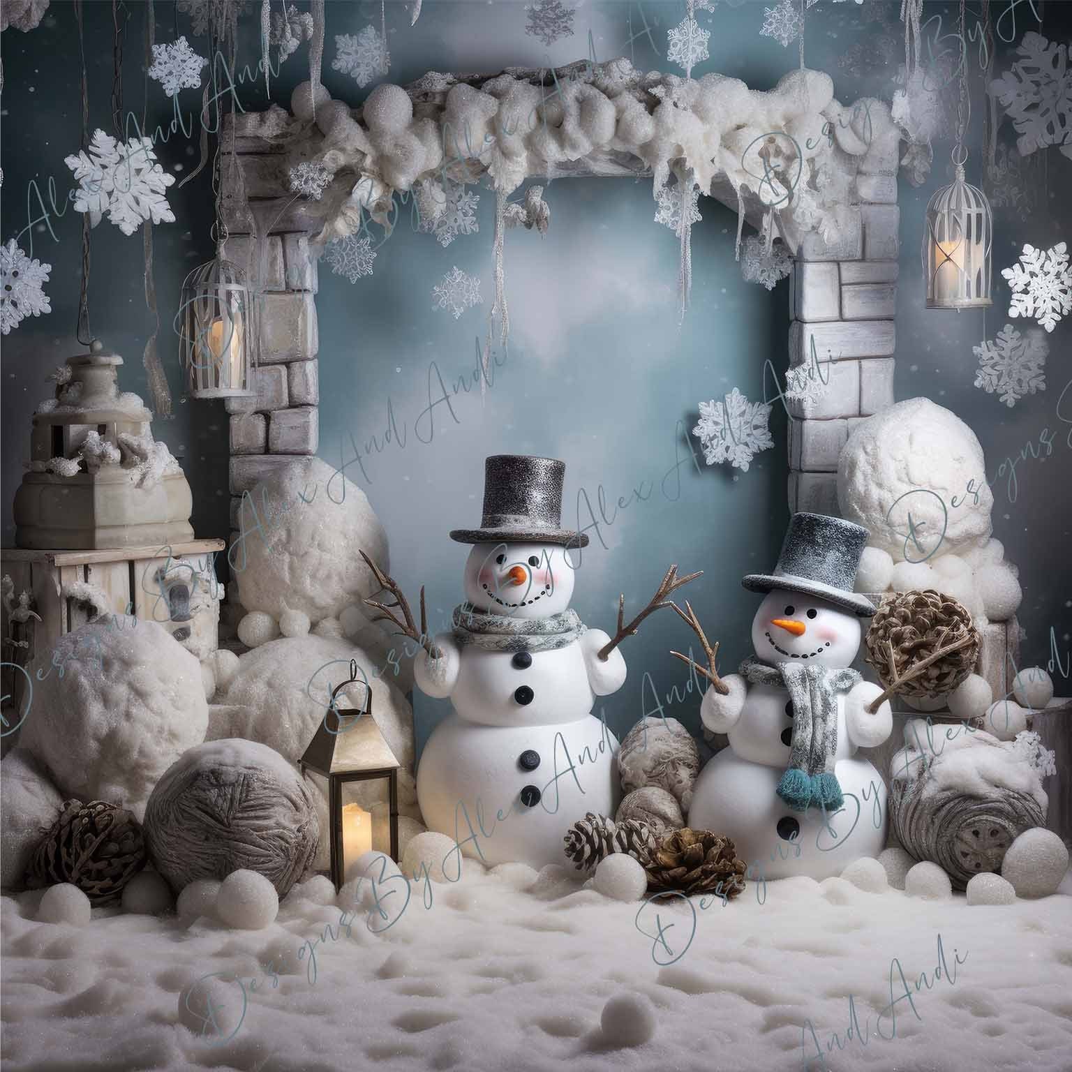 Snowman Studio Digital Backdrop Overlay Background Photo Shoot Picture Studio Event Celebration ...