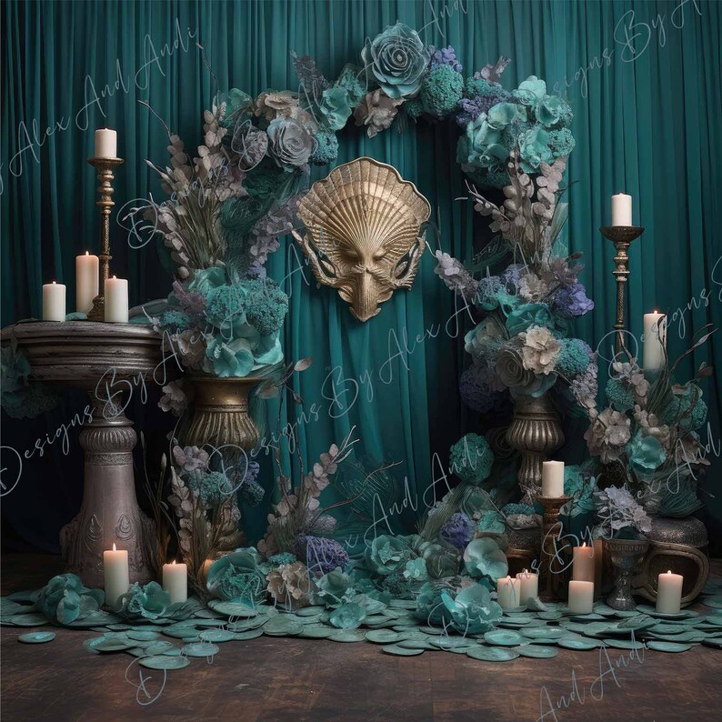 Mermaid Digital Backdrop Overlay Background Wedding Birthday Child ...