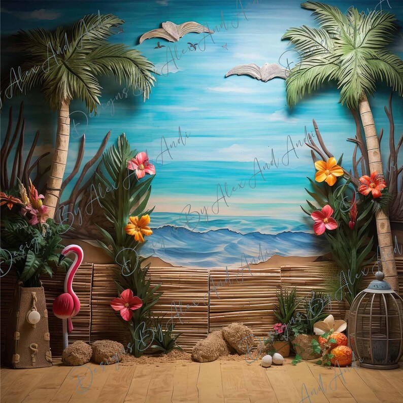 Beach Fiesta Backdrop Background Digital Birthday Child Photo Shoot ...