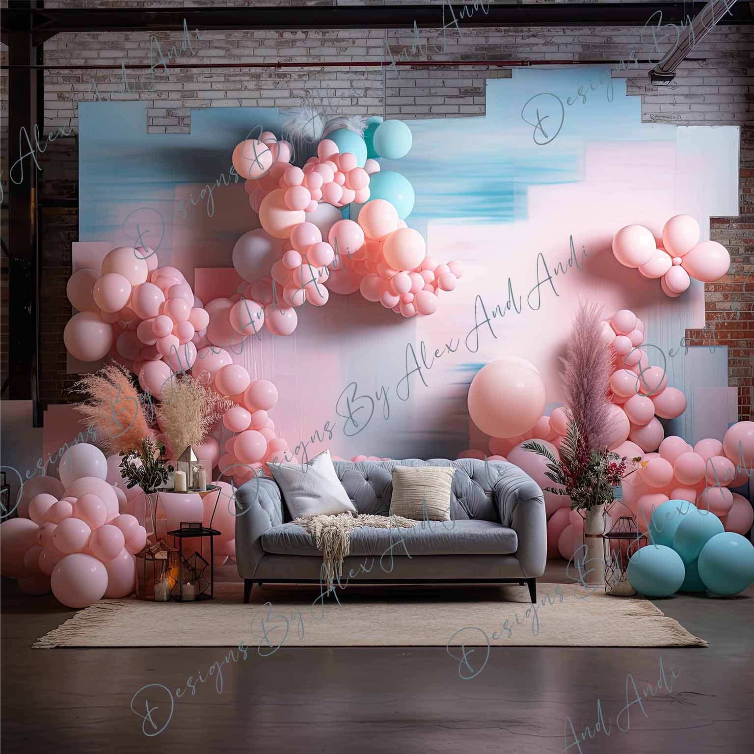 Gender Reveal Girl Digital Backdrop Overlay Wedding Sweet 16 Background ...