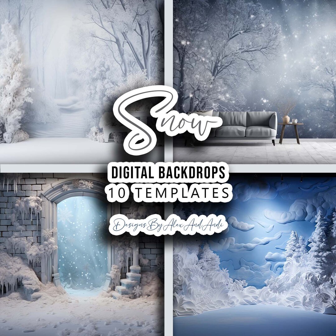 Snow Digital Backdrop Overlay Background Wedding Birthday Child Photo ...