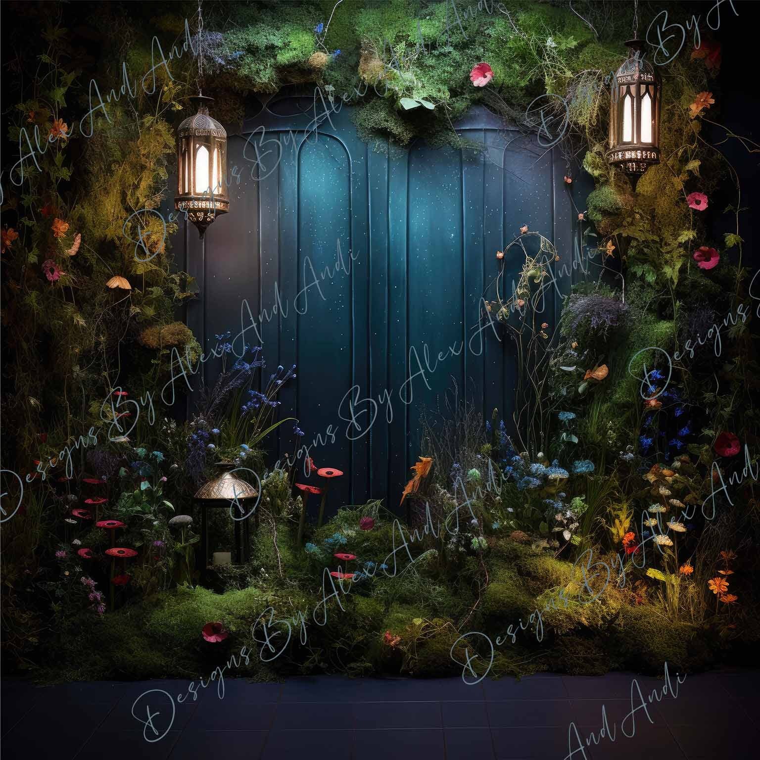 Night Garden Digital Backdrop Overlay Background Birthday Child Photo ...